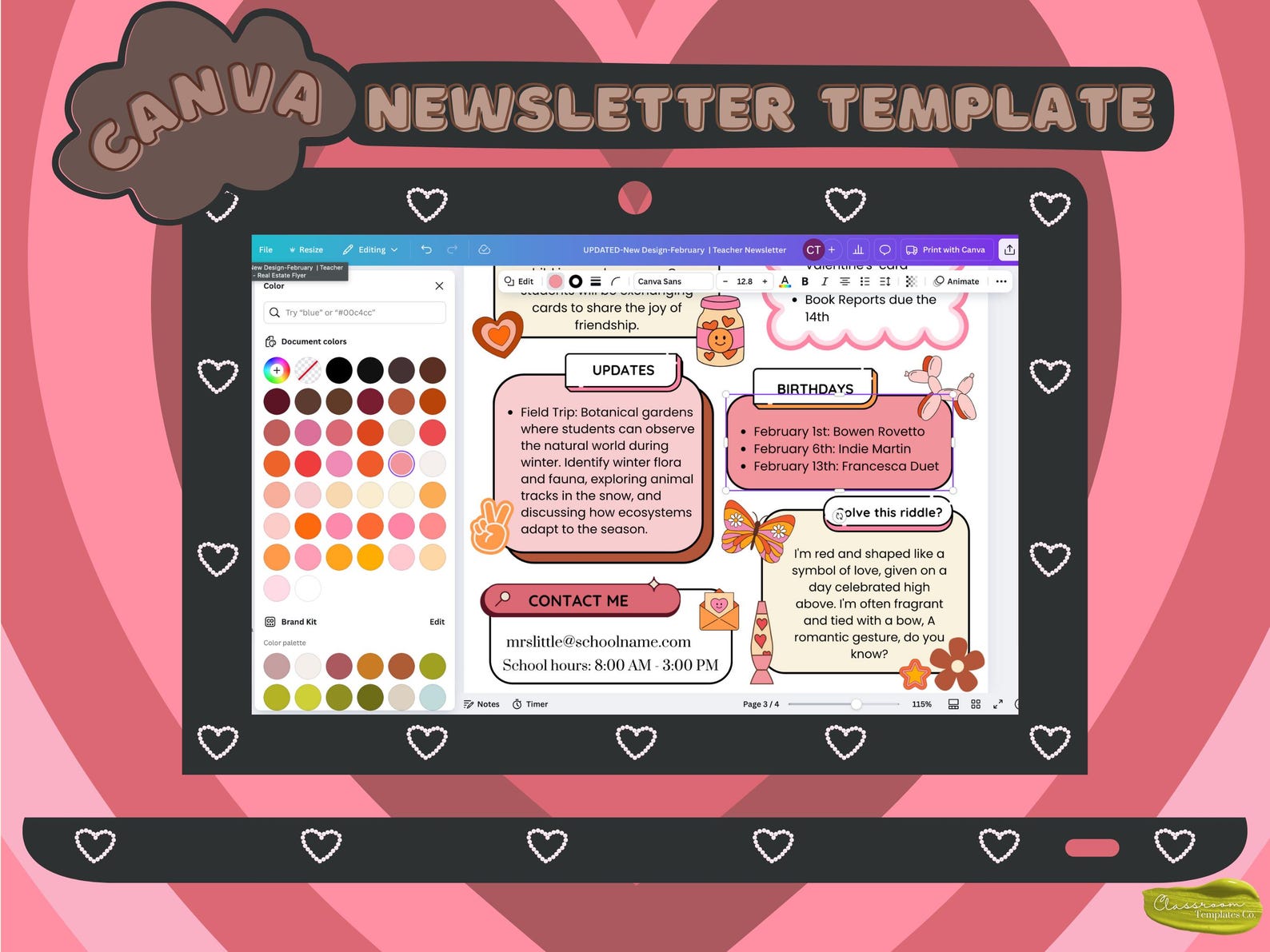 February Newsletter Template Groovy Classroom Newsletter Preschool ...