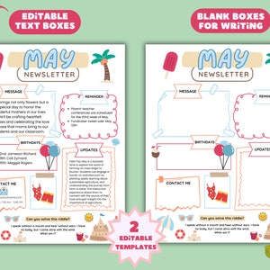 Teacher Newsletter for May Editable Newsletter Monthly Newsletter May ...