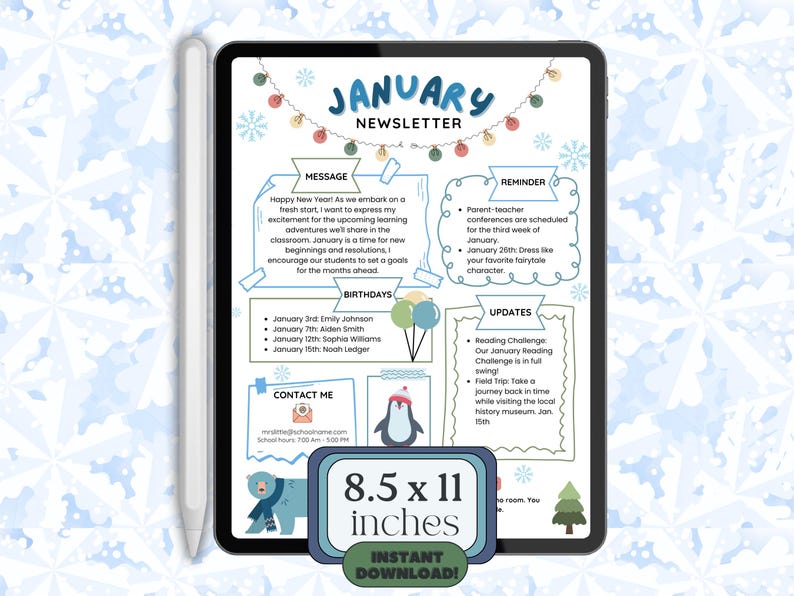 January Newsletter, Preschool Newsletter, New Year Newsletter, Monthly ...