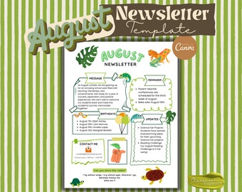 August Newsletter Template, Editable Newsletter, Monthly Newsletter ...
