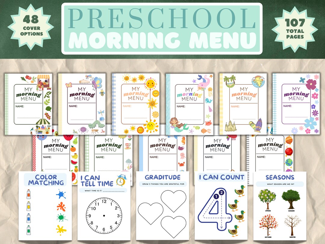 Preschool Morning Menu Printable, Homeschool Preschool, Preschool ...