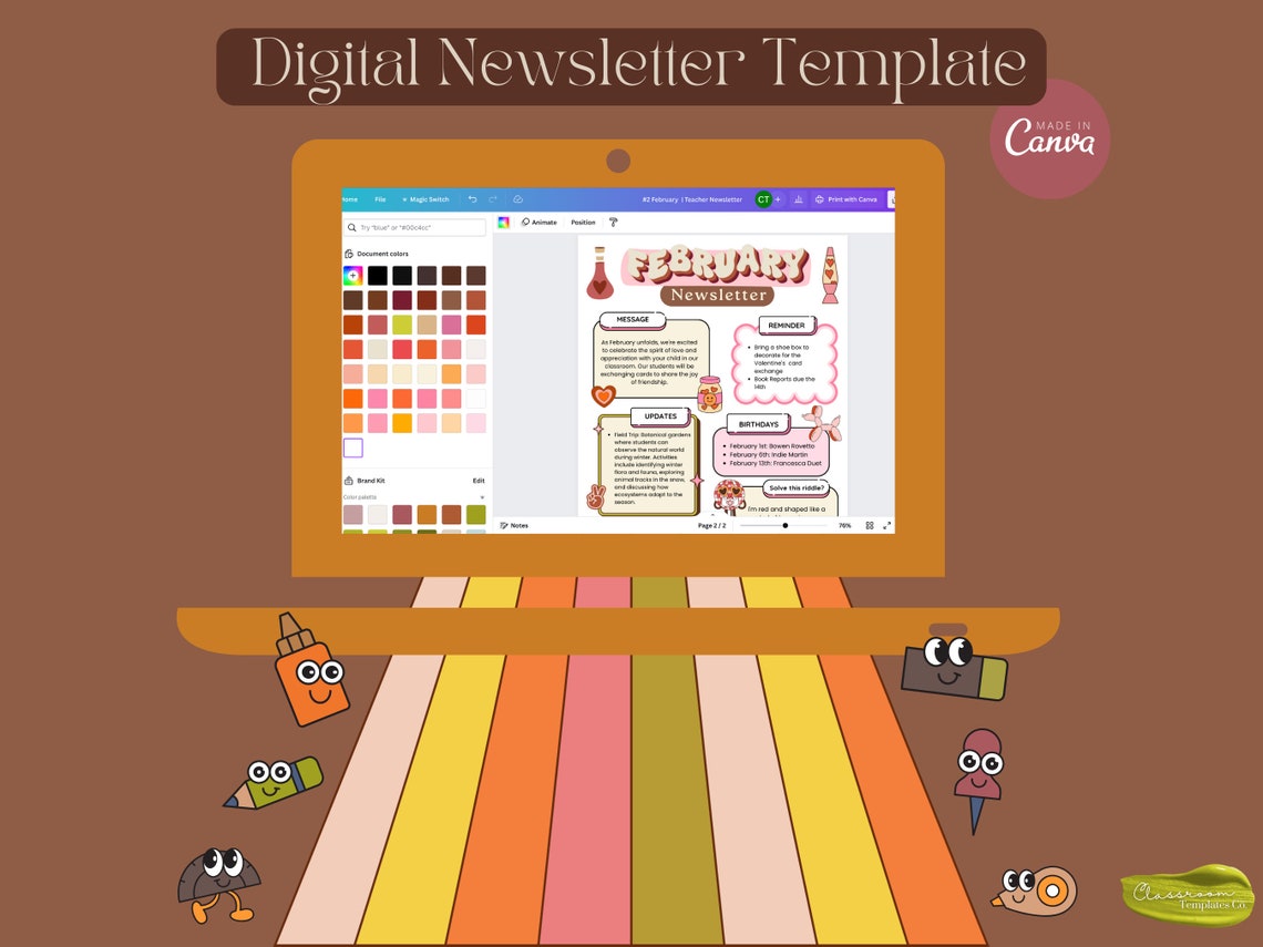 February Newsletter Template Groovy Classroom Newsletter Preschool ...