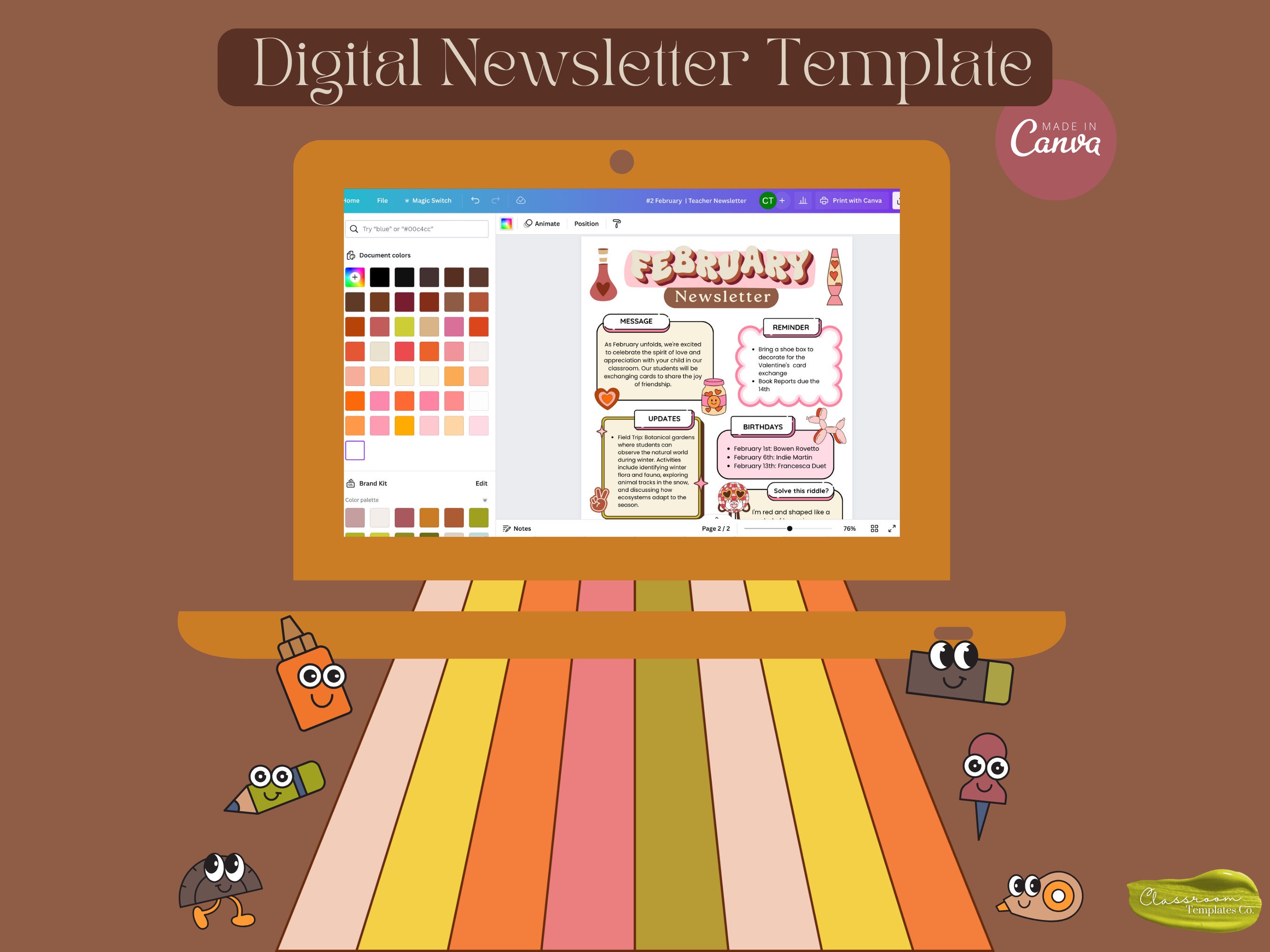 February Newsletter Template Groovy Classroom Newsletter Preschool ...