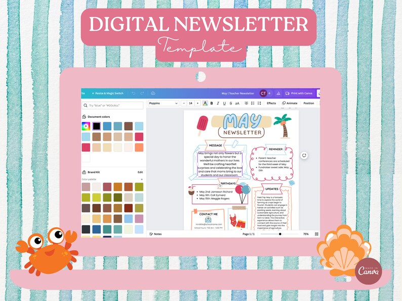 Teacher Newsletter for May Editable Newsletter Monthly Newsletter May ...