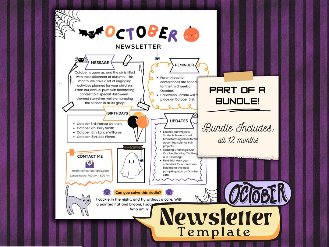 October Newsletter, Halloween Newsletter, Preschool Newsletter ...