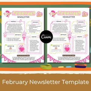 February Newsletter Template, Editable Newsletter, Monthly Newsletter ...
