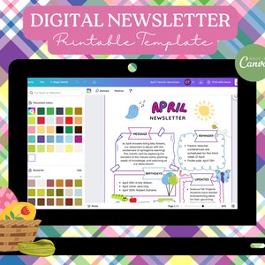 April Newsletter Template, Editable Newsletter, Monthly Newsletter ...