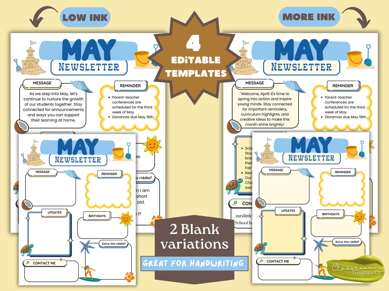 May Newsletter Template, Editable Newsletter, Monthly Newsletter ...