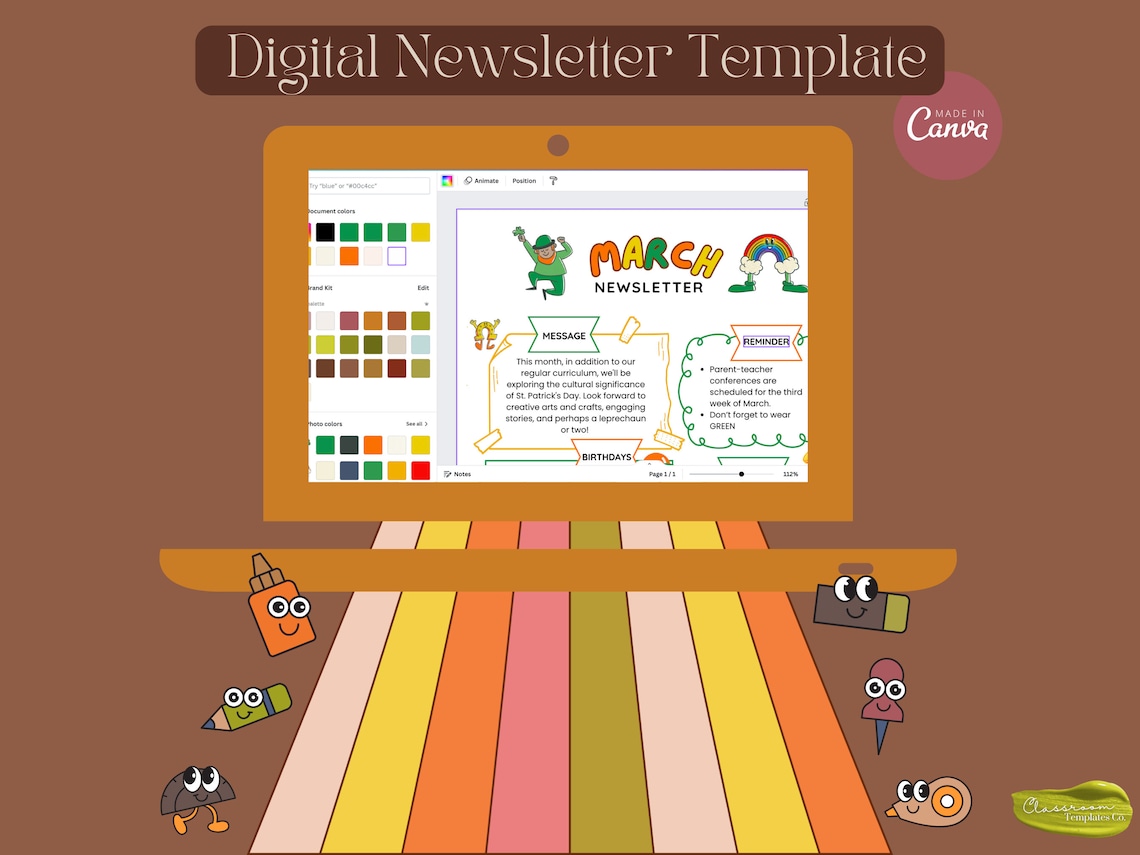 March Newsletter Template, Editable Newsletter, Monthly Newsletter ...