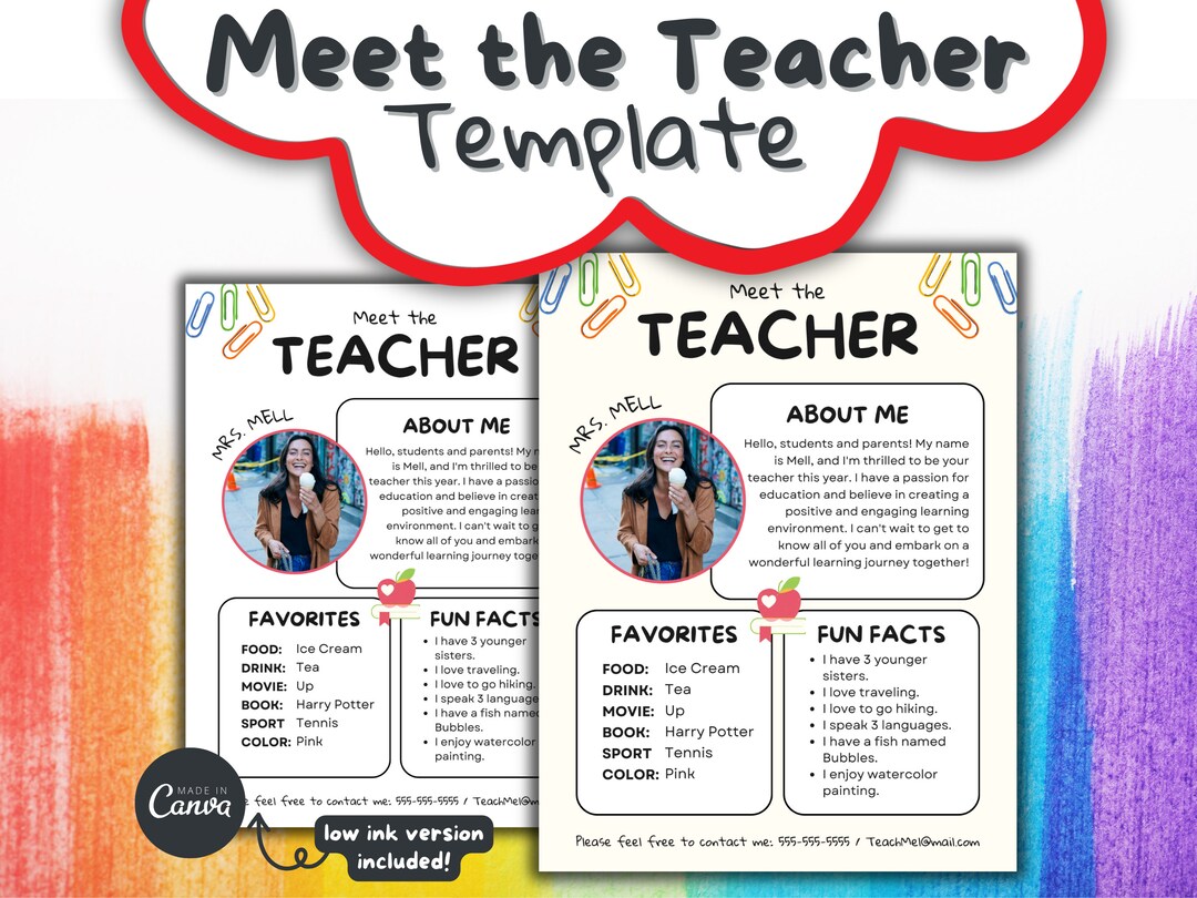 Meet the Teacher Letter, Teacher Introduction, Template Meet the ...