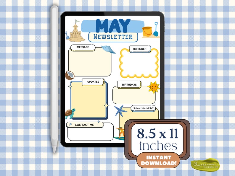 May Newsletter Template, Editable Newsletter, Monthly Newsletter ...