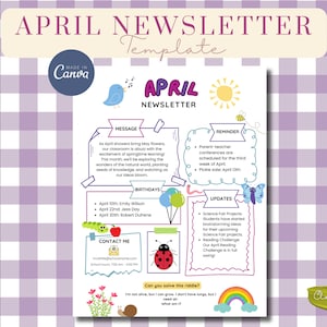 Teacher Newsletter for April Editable Newsletter Monthly Newsletter ...