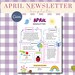 Teacher Newsletter for April Editable Newsletter Monthly Newsletter ...