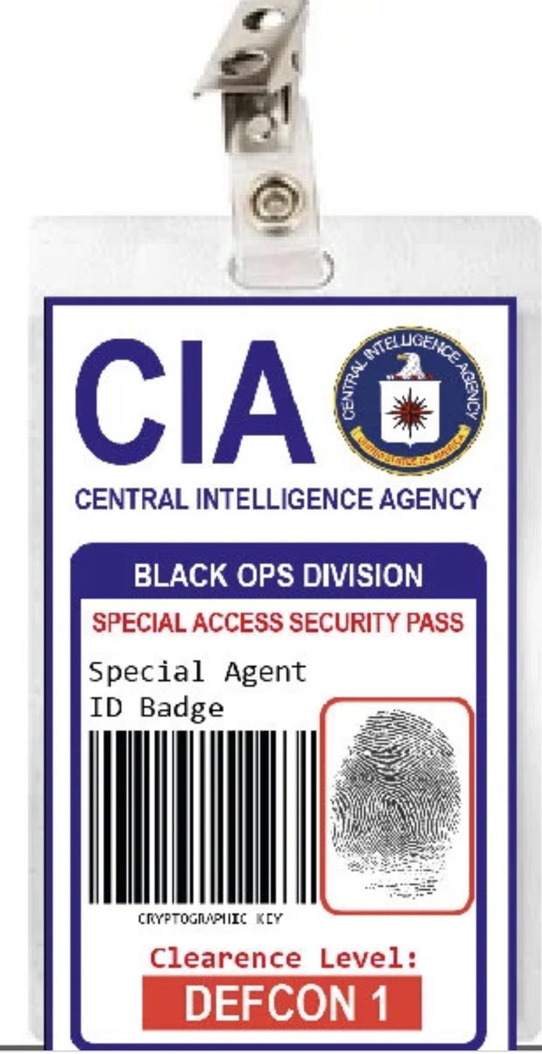 CIA ID Badge Card Download Image Name Tag Cosplay Costume Prop Halloween, Escape Room... - Etsy