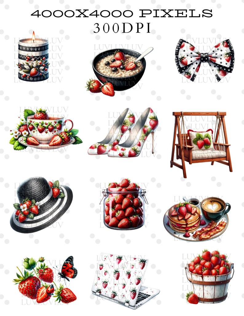 High Quality Strawberry Clipart Set| PNG| Clipart| Commercial Use'| - Etsy