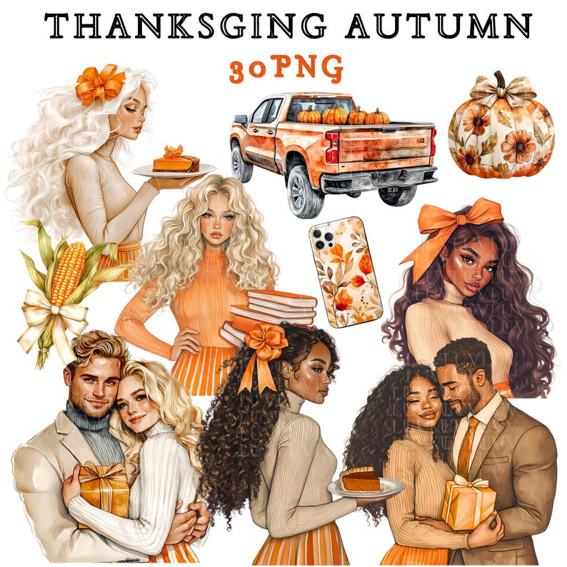 Thanksgiving Clipart Autumn Fall Commercial Use Clipart PNG - Etsy