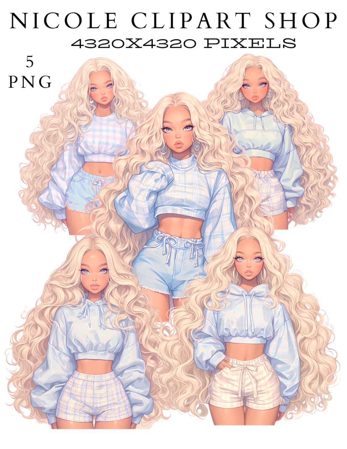 Commercial Use Clipart| White American| That Girl| Fashion - Etsy