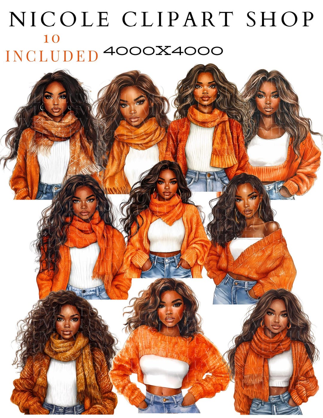 Warm Cozy Girls Clipart| Commercial Use Clipart| PNG - Etsy