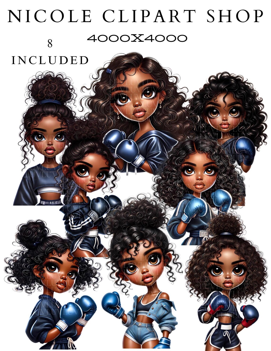 Chibi Boxing Girls| Commercial Use Clipart - Etsy