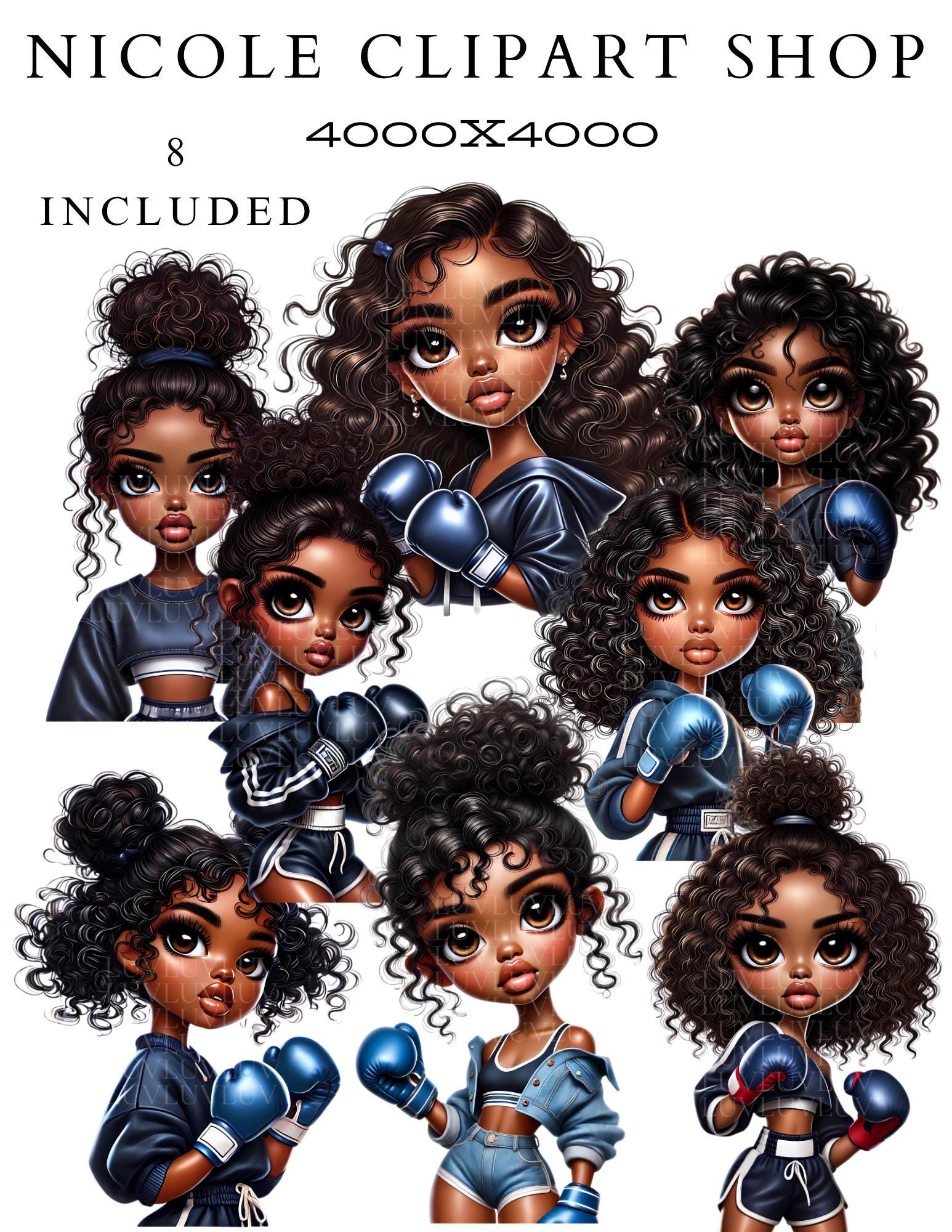 Chibi Boxing Girls| Commercial Use Clipart - Etsy
