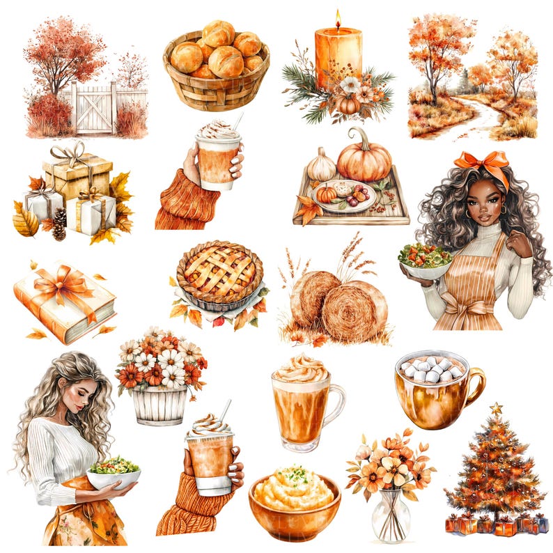 Thanksgiving Clipart Autumn Fall Commercial Use Clipart PNG - Etsy