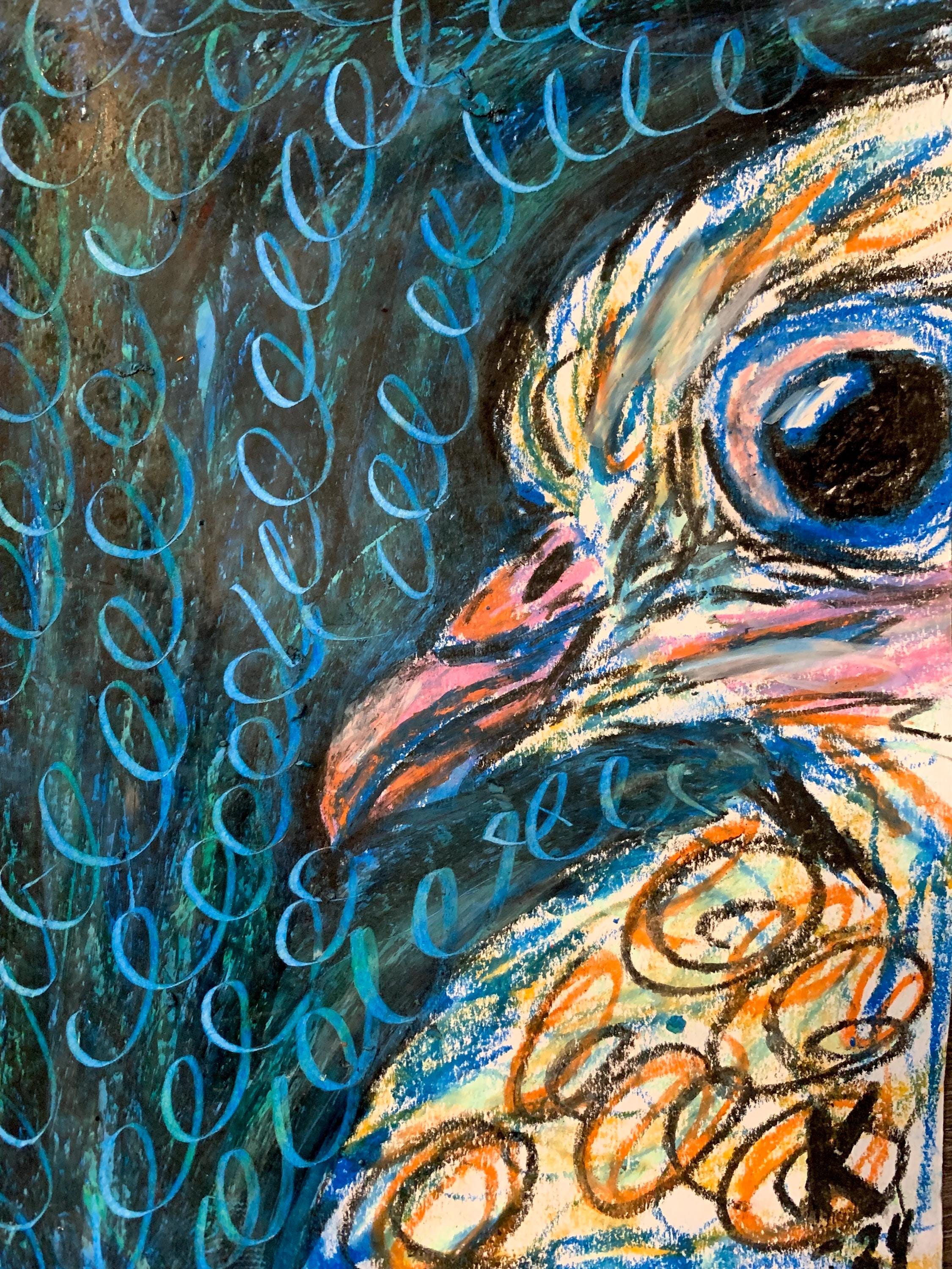 Colorful Abstract Oil Pastel Drawing- “l’eau” - Etsy