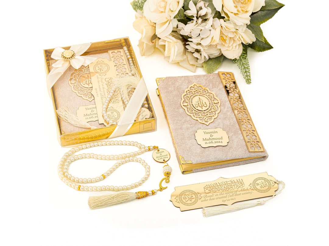 Personalized Velvet Dua Book Bookmark Tasbeeh Gift Set | Ramadan Eid ...
