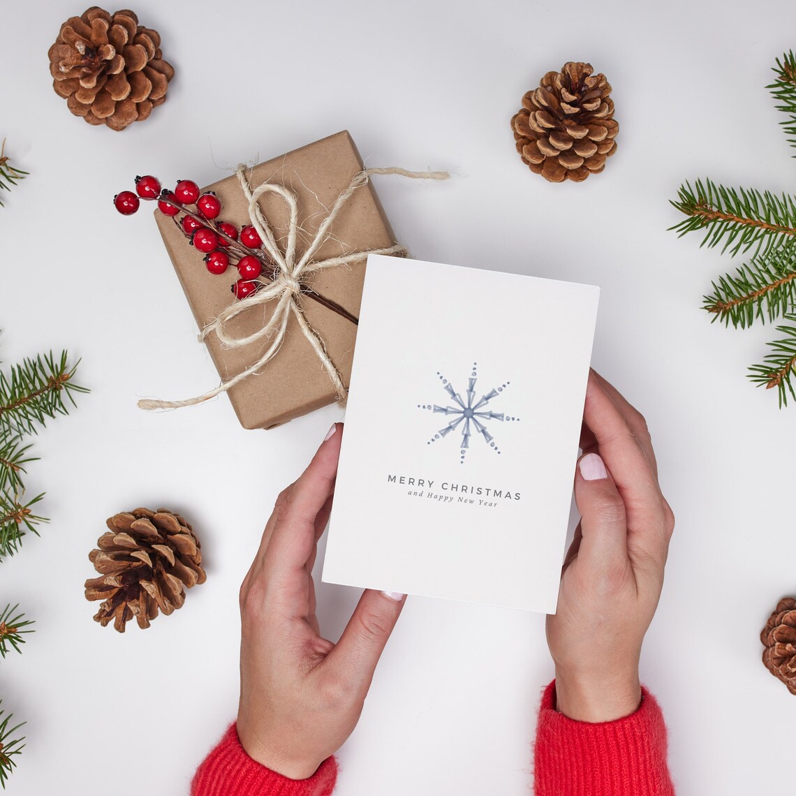 12 Snowflake Christmas Cards Digital Printable Holiday Cards Bundle L ...