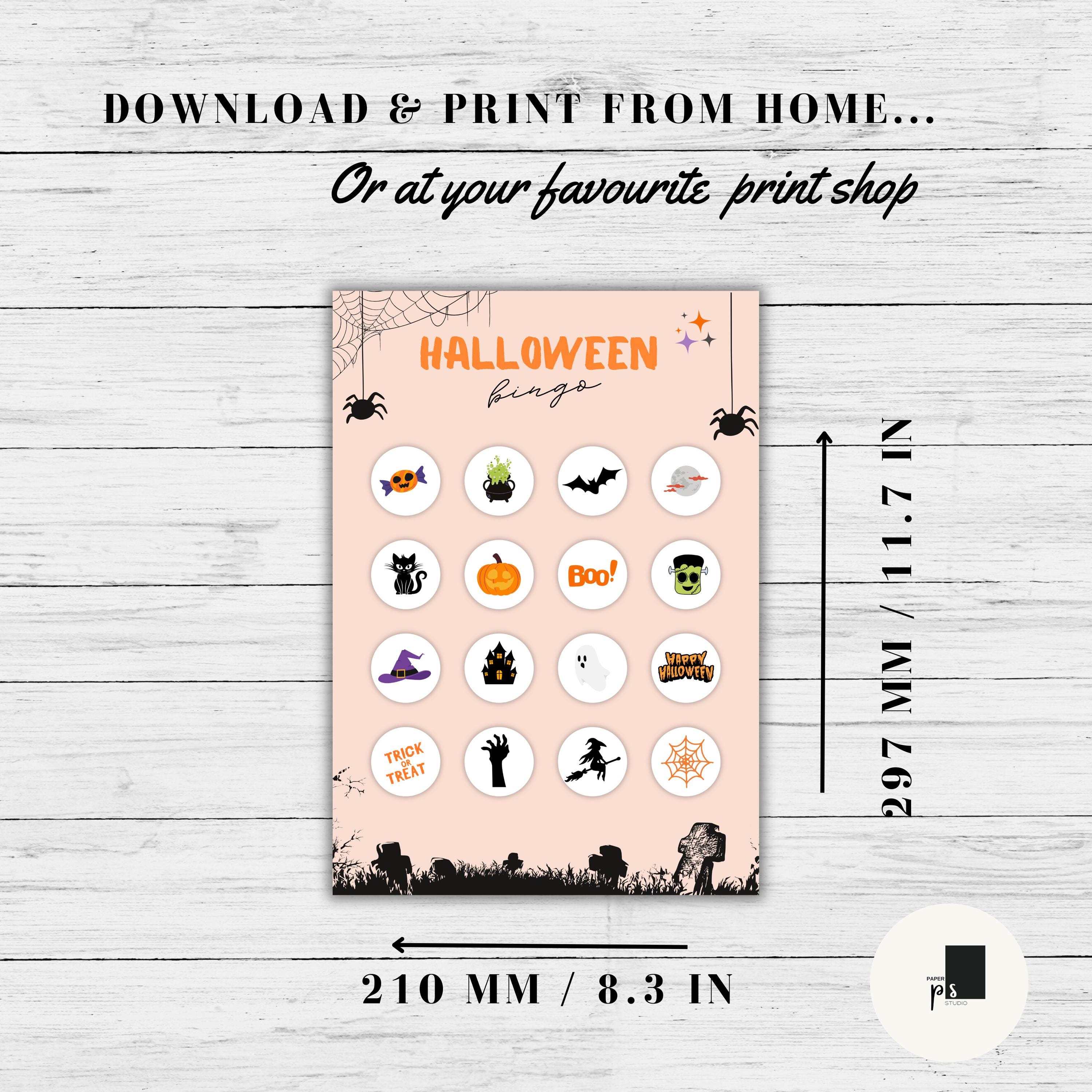 Printable Spooky Halloween Bingo Game | 4x4 Bingo Cards for Kids ...