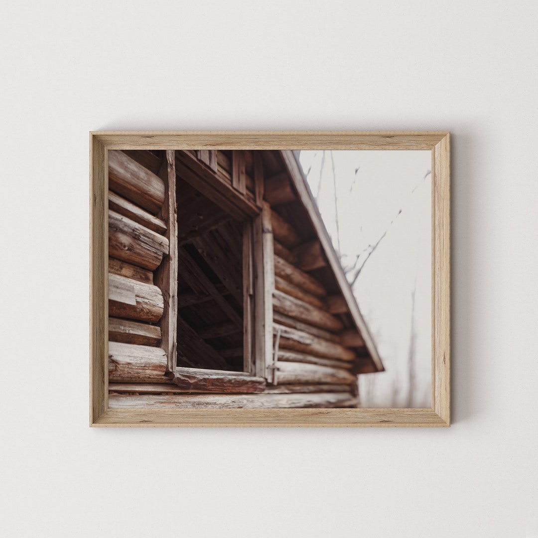 Rustic Log Cabin Wall Art, Wooden Cabin Poster, Abandoned Home ...