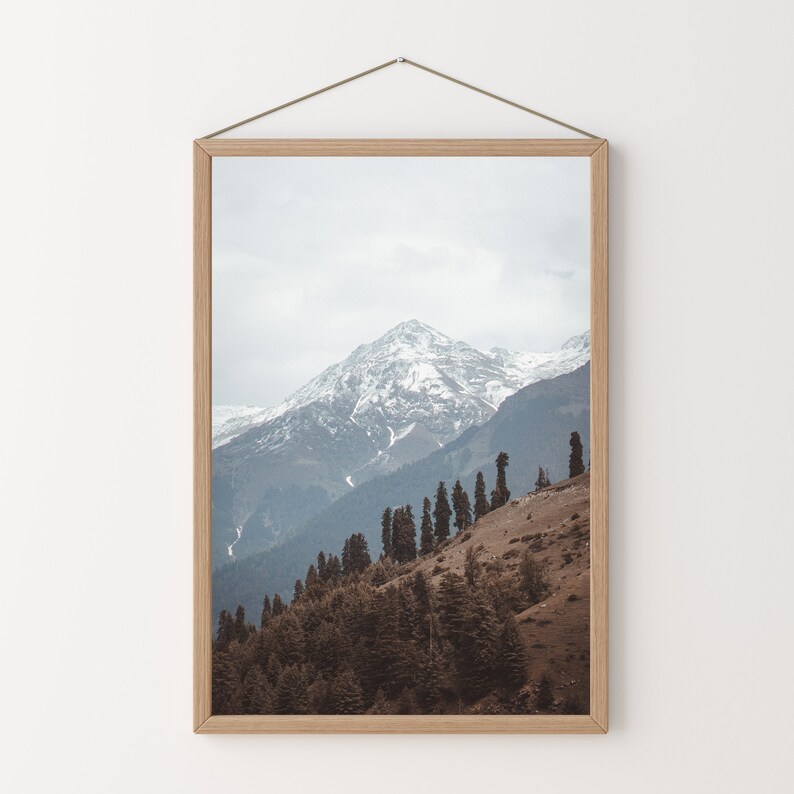 Mountainside Pine Trees, Steep Landscape Print, Rustic Scenery Poster ...