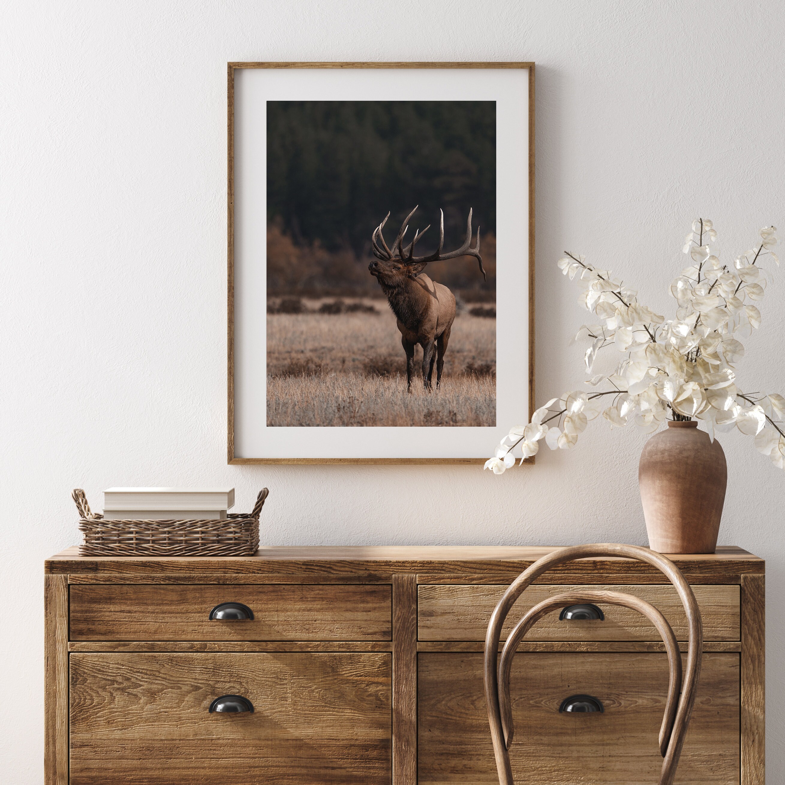 Western Elk Poster, Bull Elk Wall Art, Rustic Nature Print, Wildlife ...