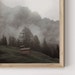Mountainside Cabin Poster, Log Cabin Wall Art, Misty Mountain Scenery ...
