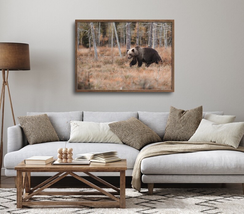 Autumn Grizzly Bear Forest, Rustic Cabin Decor, Wilderness Poster ...