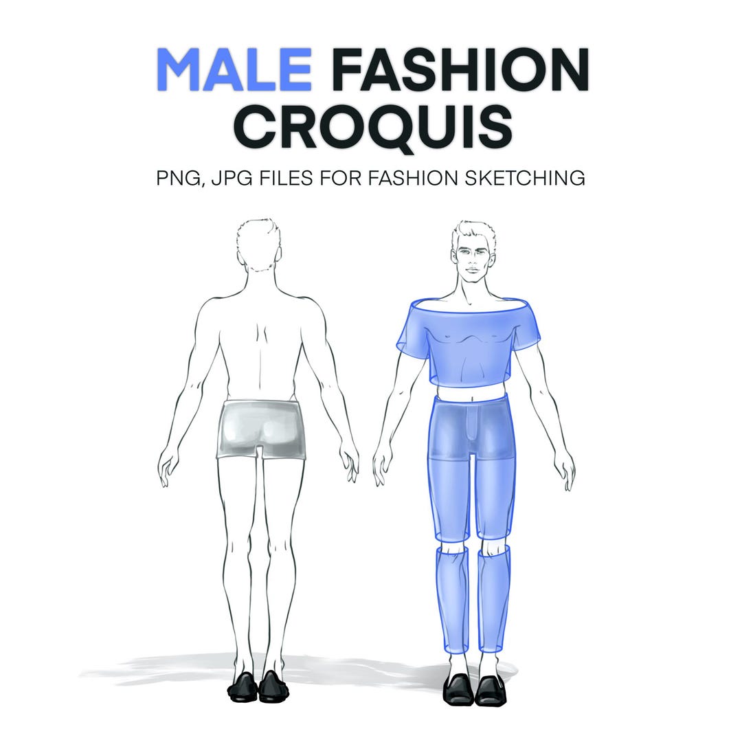 Fashion Flat Sketch Printable PNG Body Figure Anatomy Procreate Men ...