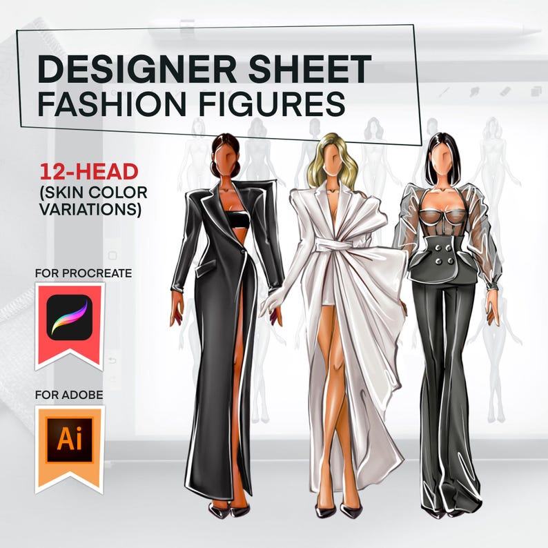 Procreate Design Template | Figure Drawing Art Tool | Fashion Figures ...