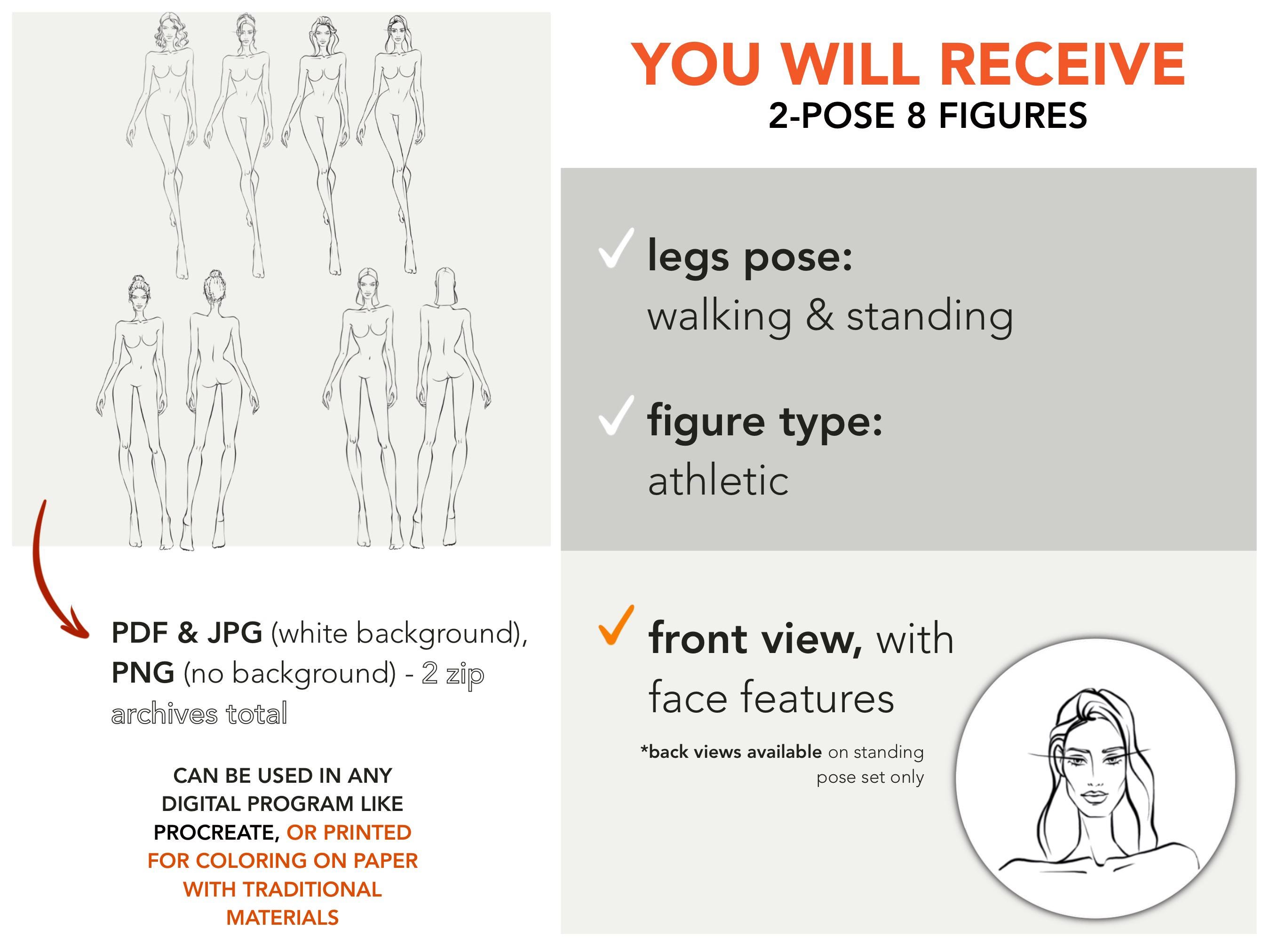 Fashion Figure Templates: WALKING and STANDING Designer Croquis ...