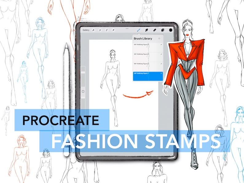 Procreate Fashion Croquis Stamps: Design Template Set (digital Download ...