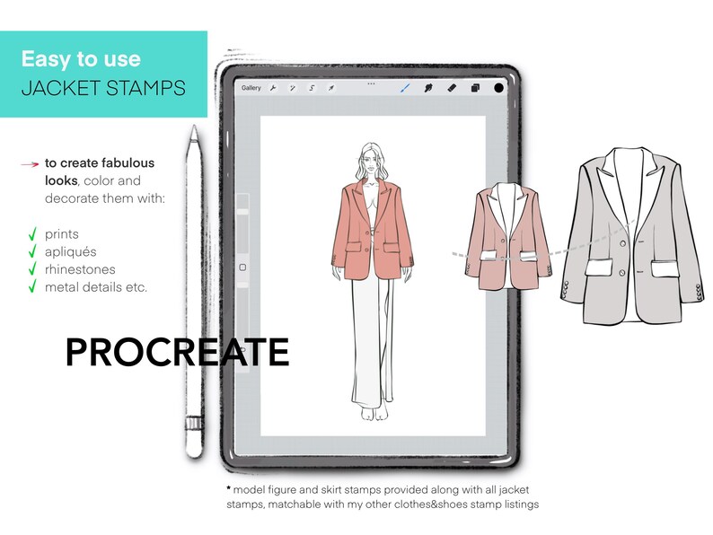 Procreate Brushes Croquis Procreate With Clothes jackets Stamps for ...
