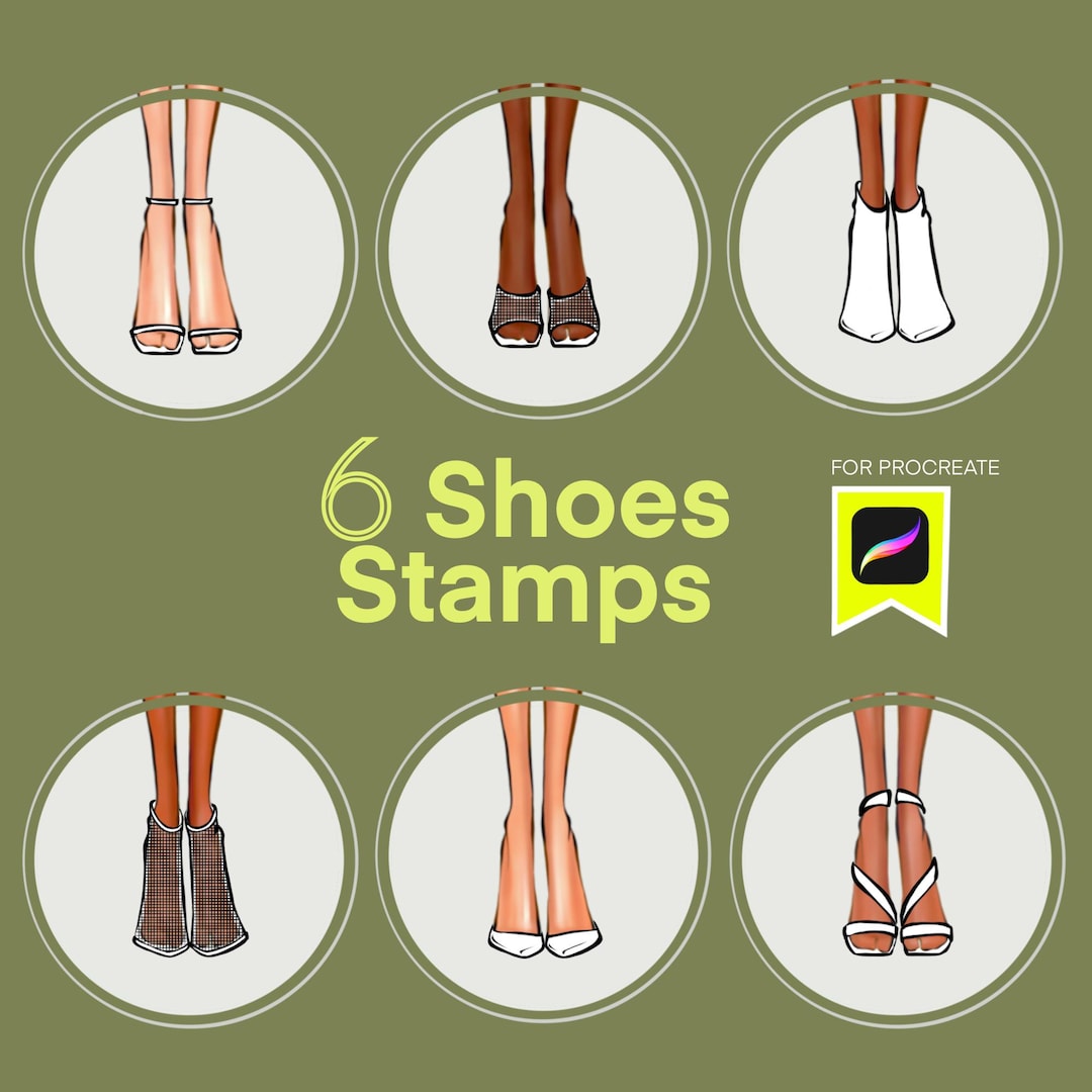 Procreate Tools for Designing: 6 Shoes Stamps | Fashion Design Flats ...