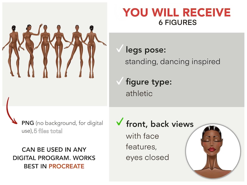 Female Body Template, Basic Pose Brown Skin for Dancing Costumes ...