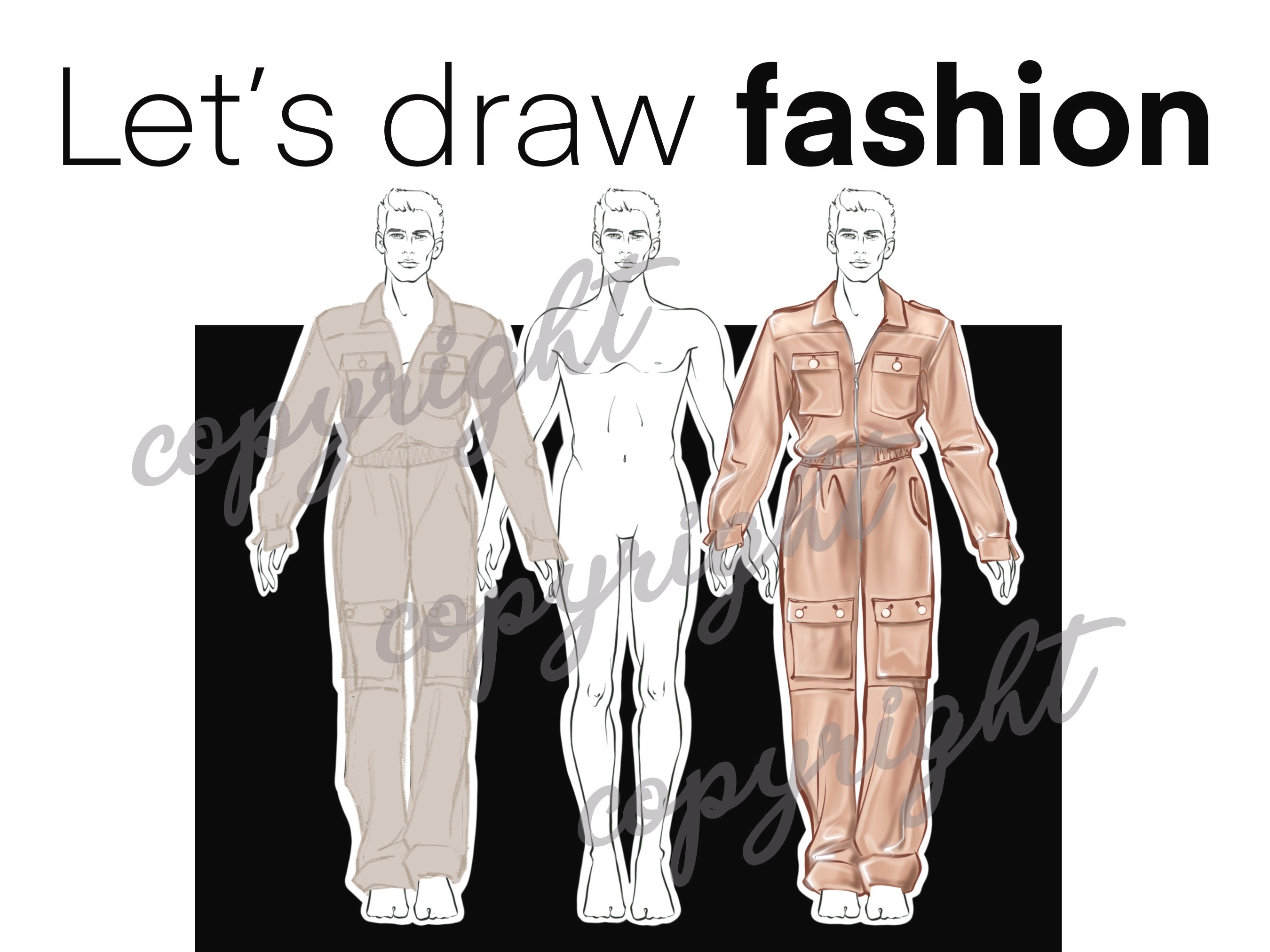 Male Fashion Croquis Procreate Stamps | Fashion Templates for Procreate ...