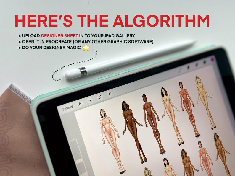 Procreate Design Template | Figure Drawing Art Tool | Fashion Figures | Procreate Pose Curvy ...