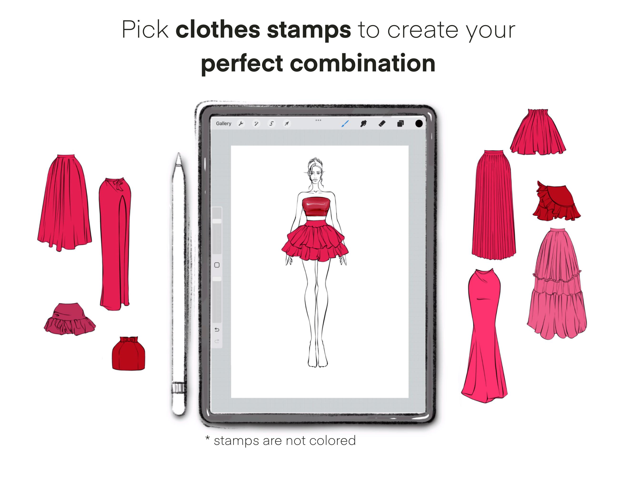 Procreate Tools for Designing: 10 Skirt Fashion Stamps for Apparel ...