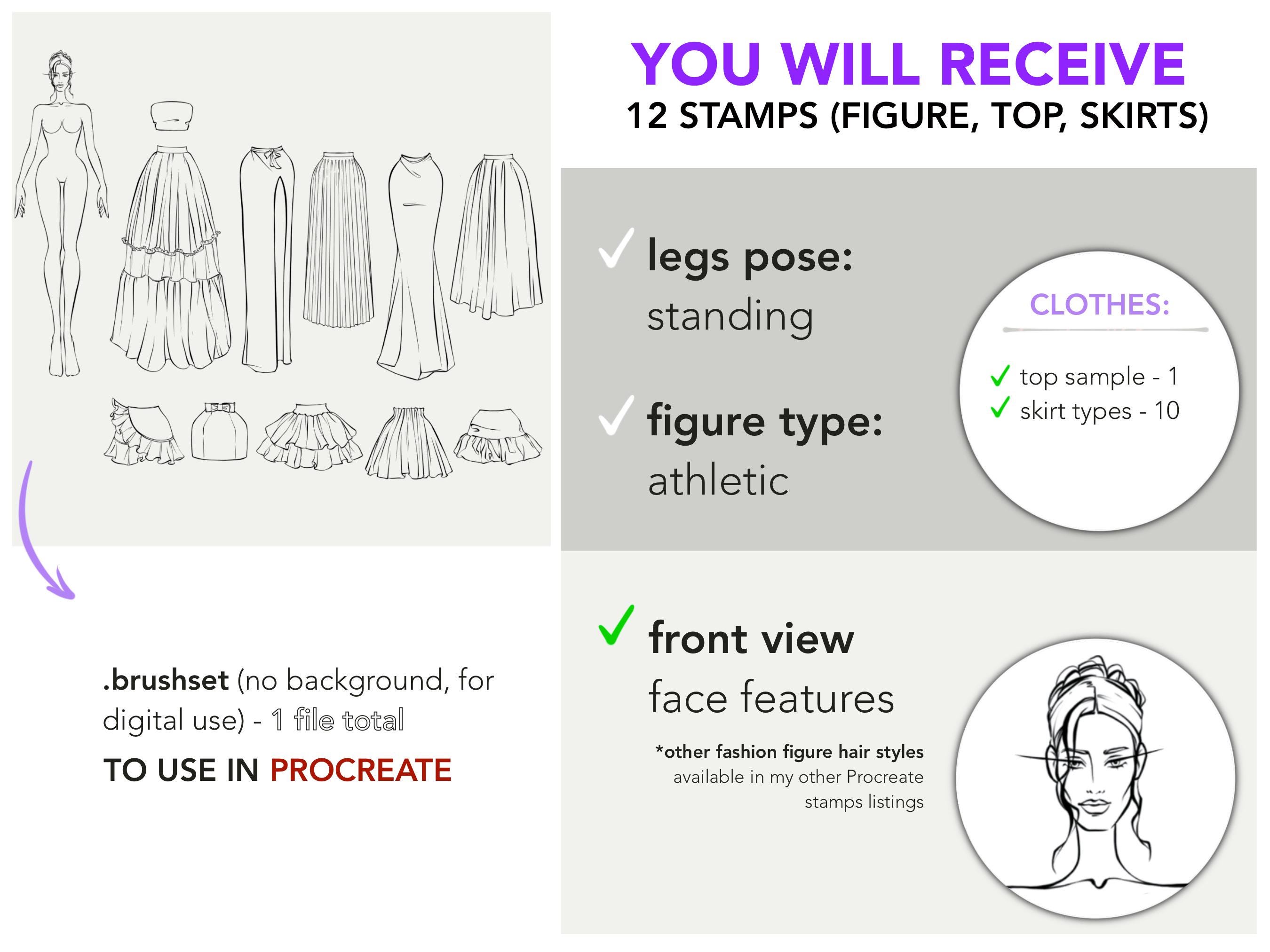 Procreate Tools for Designing: 10 Skirt Fashion Stamps for Apparel ...