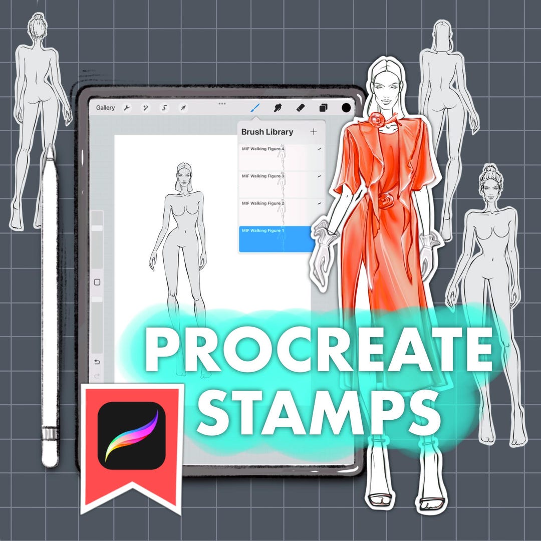 Fashion Croquis Sketches Procreate Tools | 2 Head Female Figure iPad ...