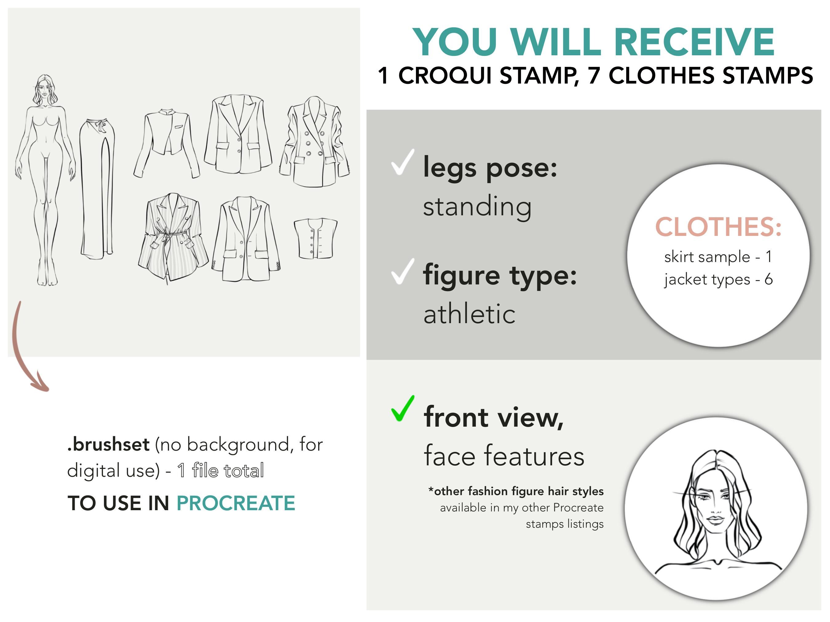Procreate Brushes Croquis Procreate With Clothes jackets Stamps for ...
