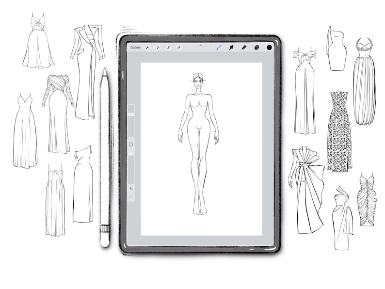 Croquis Procreate With Clothes - Procreate Pose Stamp and Dress Stamps ...