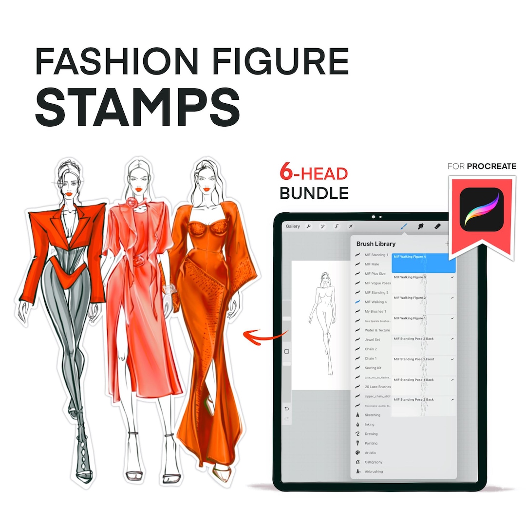 Fashion Poses Stamps for Procreate | Procreate Fashion Brushes, Fashion ...