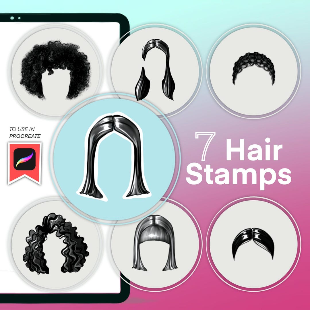 Procreate Hair Stamps: Female Hairstyles Brush Set for Fashion ...